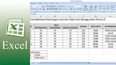 Cara Membuat Keterangan Lulus Dan Tidak Lulus Menggunakan Rumus IF