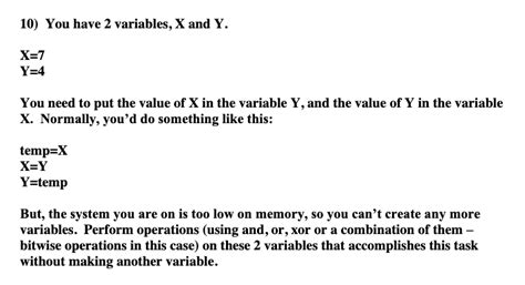 Solved You Have Variables X And Y X Y You Need Chegg Com