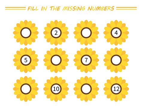 Premium Vector Fill In The Missing Numbers Worksheet Math Activity