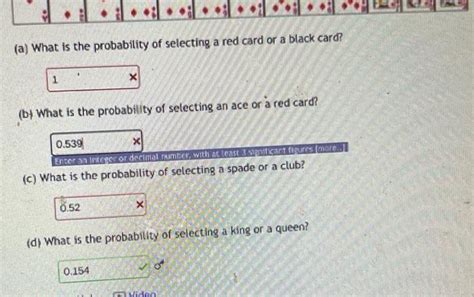 Solved A What Is The Probability Of Selecting A Red Card Chegg Com