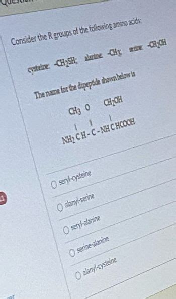 Answered Consider The R Groups Of The Following Amino Acids Cysteine Ch₂sh Alarine Ch3