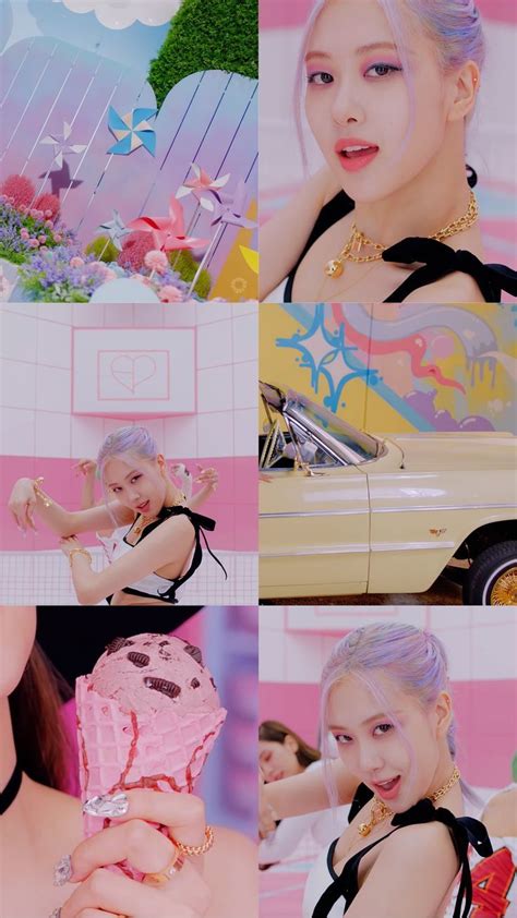 Rose Blackpink Ice Cream Mv Aesthetic Tile Wallpaper Ros Blackpink Kpop Wallpaper Rose