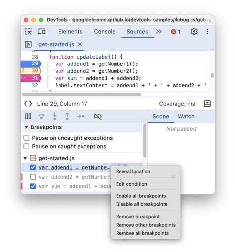 Pause Your Code With Breakpoints Chrome Devtools Chrome For Developers