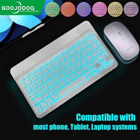 Goojodoq With Backlight Wireless Bluetooth Keyboard And Mouse Set Mini For Laptop Tablet Pad