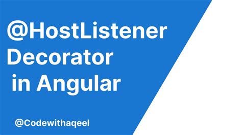 Angular Tutorial Hostlistener Decorator In Angular Youtube