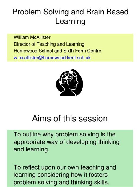 Problem Solving And Brain Based Learning Metacognition Thought
