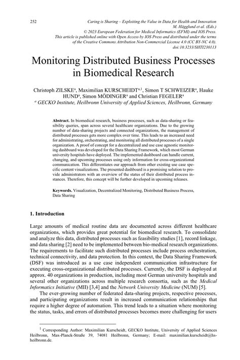 Pdf Monitoring Distributed Business Processes In Biomedical Research