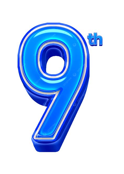 9th Number Digit Light Blue 3d Shiny Shiny 9th Number 9th Number