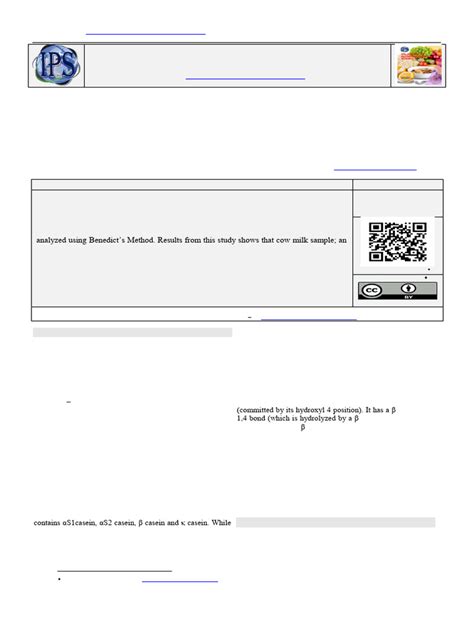 Quantitative Determination Of Casein And Lactose In Processed And Unprocessed Milk Samples From
