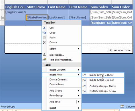 Grouping Tablix Reporting Services