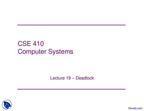 deadlock computer systems lecture slides docsity