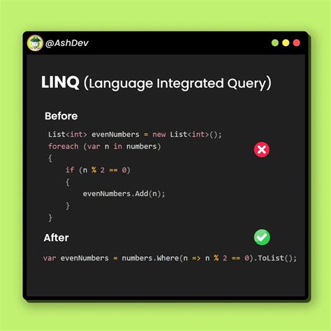 Ash Dev On Linkedin Csharp Linq Coderefinement Programmingefficiency