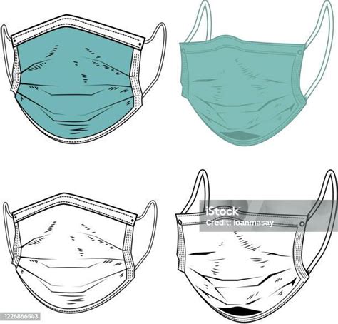 의료 용 호흡보호구 마스크의 일러스트 레이션 을 조각 스타일입니다 코로나 바이러스 위험 인포 그래픽 엠블럼 기호 포스터 자동차 배너를위한 디자인 요소 벡터 일러스트레이션