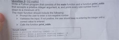 Solved Question 2 12 Marks Write A Python Program That
