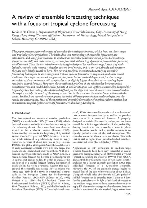 Pdf A Review Of Ensemble Forecasting Techniques With A Focus On