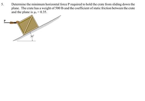[answered] 5 p determine the minimum horizontal force p required to