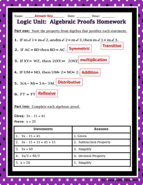 Proof Logic Unit 2 Proof And Logic 4 Algebraic Proofs Notes