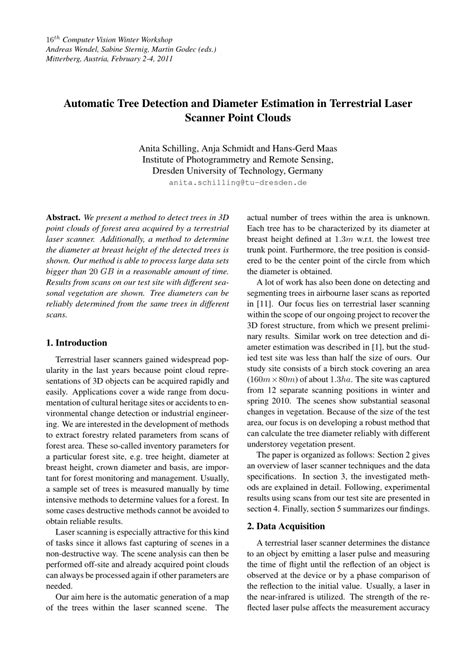 Pdf Automatic Tree Detection And Diameter Estimation In Terrestrial Laser Scanner Point Clouds