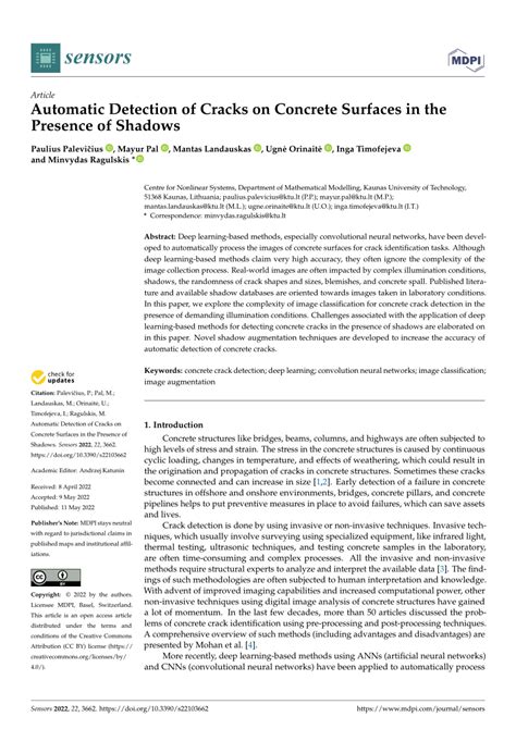 Pdf Automatic Detection Of Cracks On Concrete Surfaces In The Presence Of Shadows