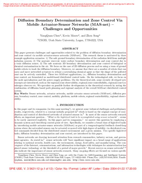 Pdf Diffusion Boundary Determination And Zone Control Via Mobile Actuator Sensor Networks Mas