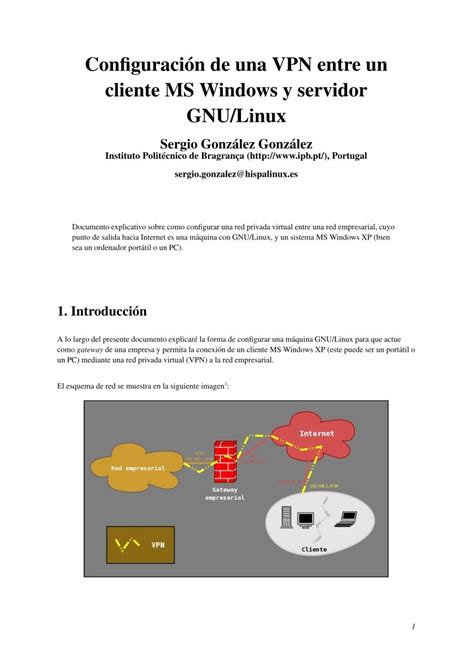 Pdf De Programación Configuración De Una Vpn Entre Un Cliente Ms Windows Y Servidor Gnulinux