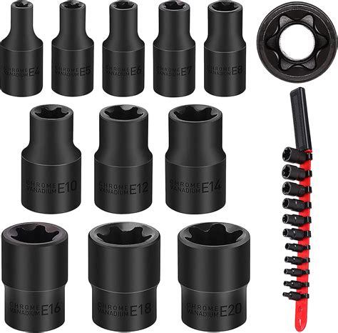 Sedy 11 Piece E Torx Socket Set Star Socket Set With Socket Rail External Torx Socket With