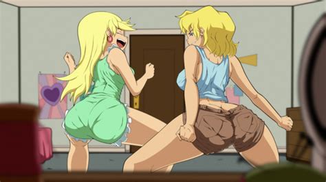 rule 34 2girls ass ass shake big ass big breasts booty shorts breasts