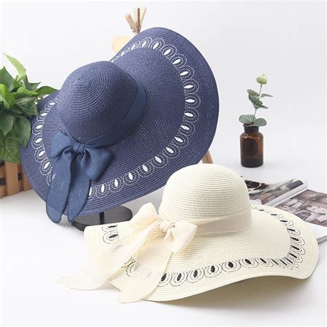 Female Summer Straw Hat Peacock Feather Embroidery Vacation Beach Cap Foldable Big Brim Sun Hat