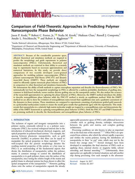 Pdf Comparison Of Field Theoretic Approaches In Predicting Polymer Nanocomposite Phase Behavior