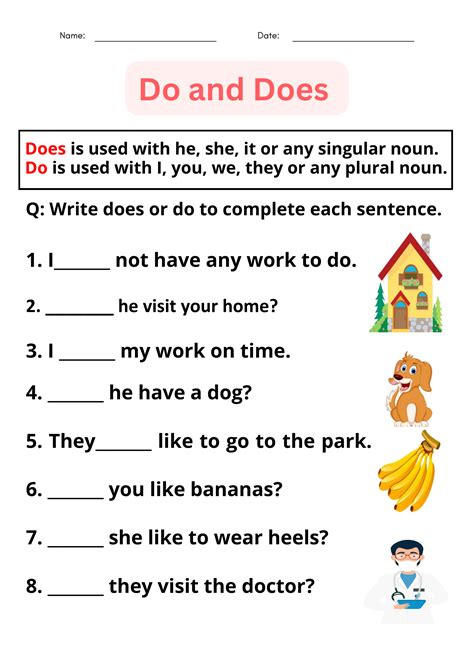 Do And Does Worksheets With Answers For Grade 1 2 3 Made By Teachers