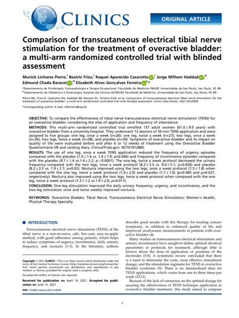Comparison Of Transcutaneous Electrical Tibial Nervestimulation For The Treatment Of Overactive