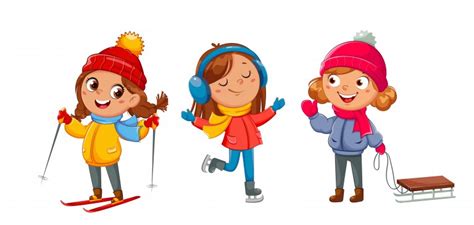 دانلود وکتور شخصیت کارتونی دختر درحال ورزش زمستانی دانلود رایگان فایل