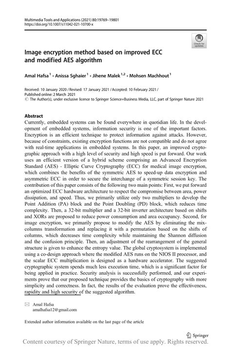 Image Encryption Method Based On Improved Ecc And Modified Aes