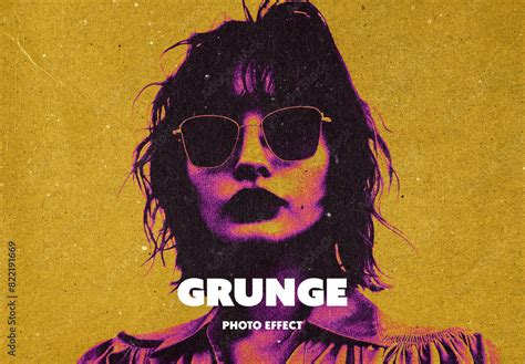 Grunge Photo Effect Mockup Stock Template Adobe Stock