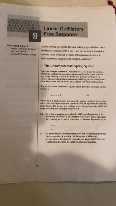 linear oscillators free response 9 tools used in lab