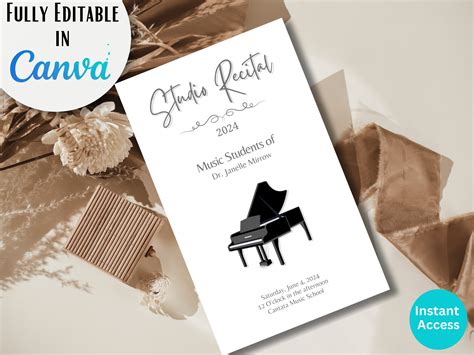 Music Recital Program Template Elegant Music Program Template Minimalist Piano Recital Program