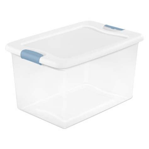 Sterilite 64 Qt Clear Plastic Stackable Storage Bin W White Latch Lid
