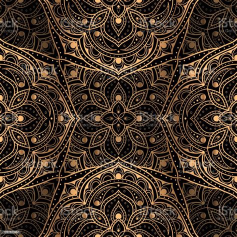 로얄 패턴 원활한 벡터 골드 블랙 만다라 럭셔리 배경 새해 포장지용 페르시아 어 프린트 0명에 대한 스톡 벡터 아트 및 기타 이미지 0명 검은색 결혼식 Istock