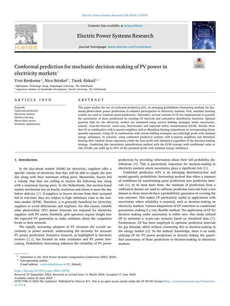 Pdf Conformal Prediction For Stochastic Decision Making Of Pv Power