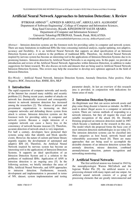 Download Pdf Artificial Neural Network Approaches To Intrusion Detection A Review