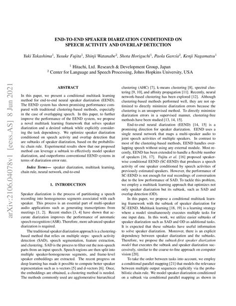 End To End Speaker Diarization Conditioned On Speech Activity And Overlap Detection Deepai