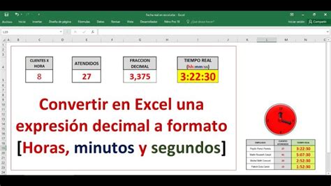 Fórmula convertir tiempo de Excel a segundos decimales en Excel