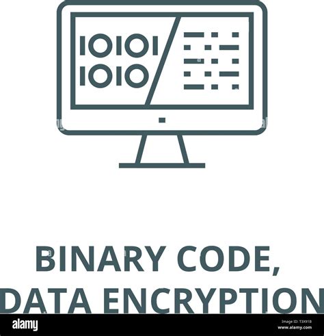 Binary Code Data Encryption Line Icon Vector Binary Code Data