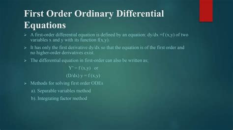 First Order Ordinary Differential Equations Fahad Shahidpptx
