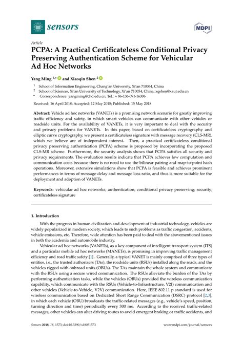 Pdf Pcpa A Practical Certificateless Conditional Privacy Preserving Authentication Scheme For