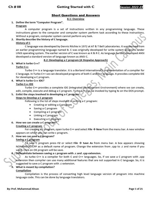 Ch 08 Getting Started With C Define The Term Computer Program Pdf Control Flow