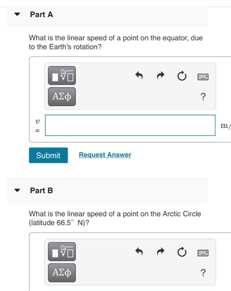 Solved Part A What Is The Linear Speed Of A Point On The Chegg