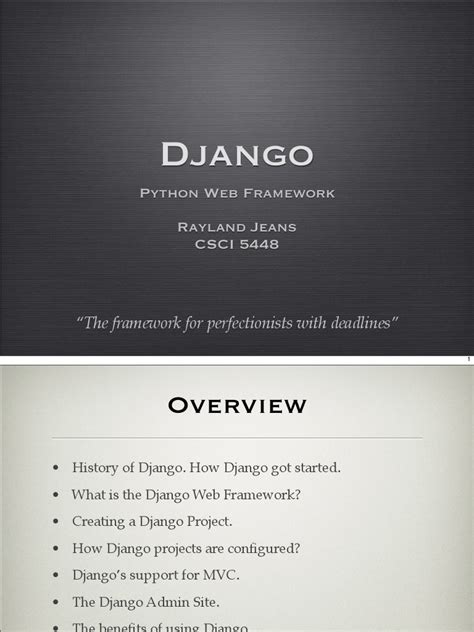 Django Python Web Framework Rayland Jeans Csci 5448 Pdf Databases Software Engineering