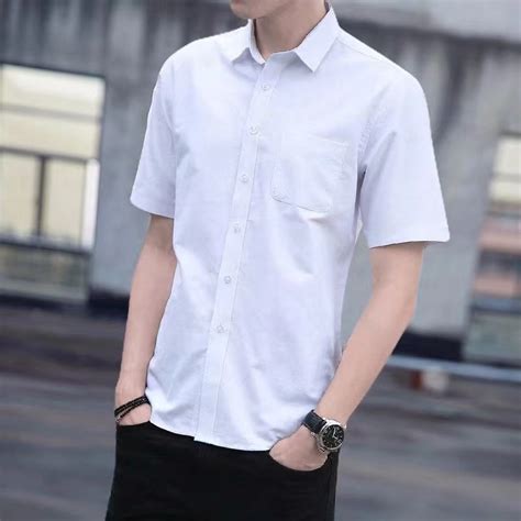 Plain Short Sleeve Polo Shirts For Men Blackwhite Shirt Korean Cotton