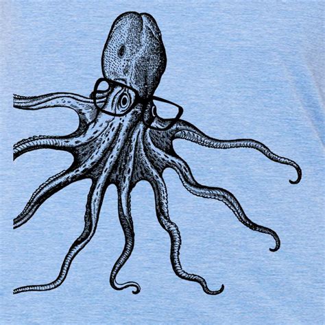 Octopus Wearing Glasses Womens T Shirt Shadow Meow
